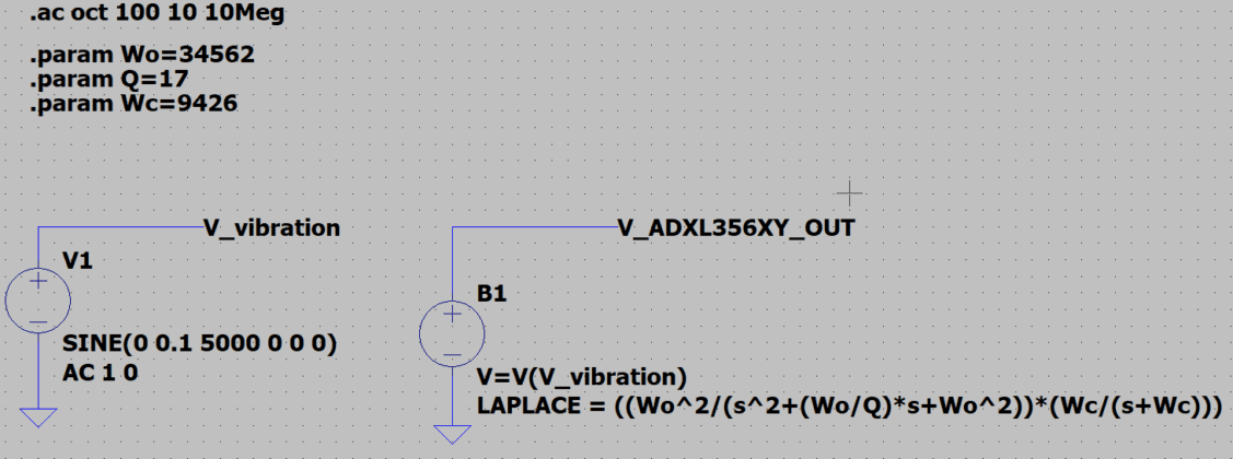 Modelado de la cadena de señal de un acelerómetro MEMS en LTSpice